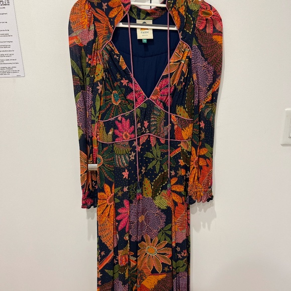 FARM Rio | Dresses | Farm Rio Navy Cool Macaw Midi Dress | Poshmark